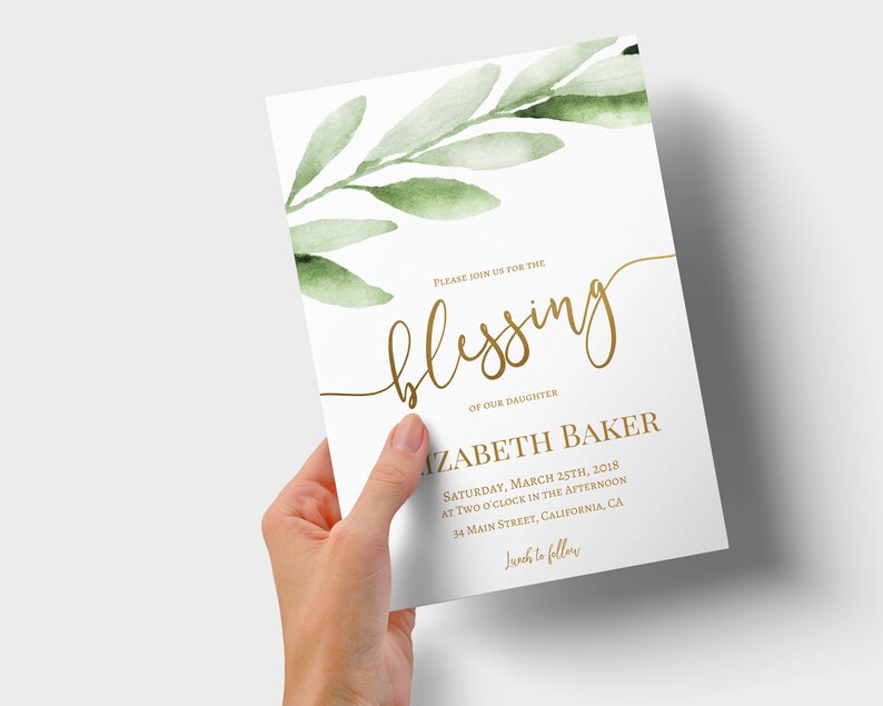 Blessing Invitation Printable Template LDS Neutral Blessing | Etsy