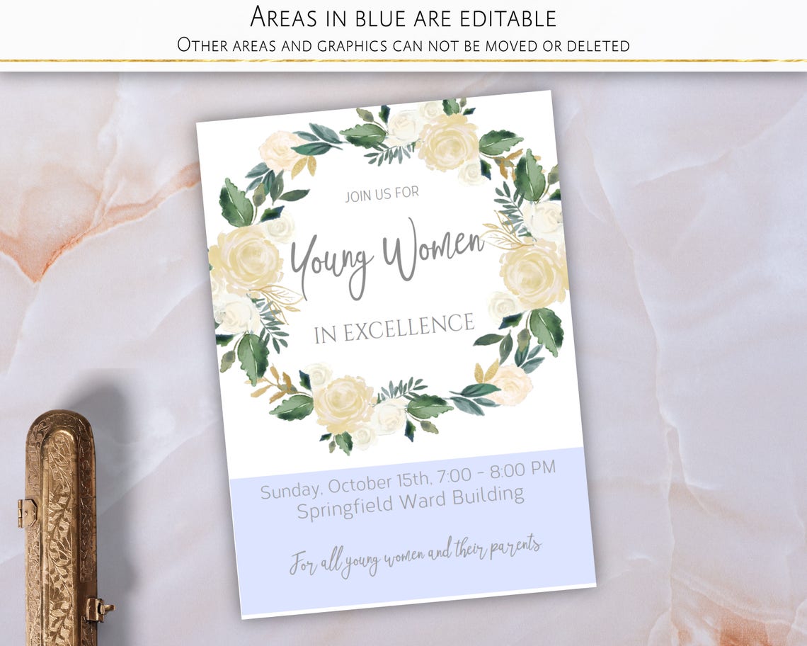 Young Women in Excellence Invitation Flyer Sign Editable | Etsy