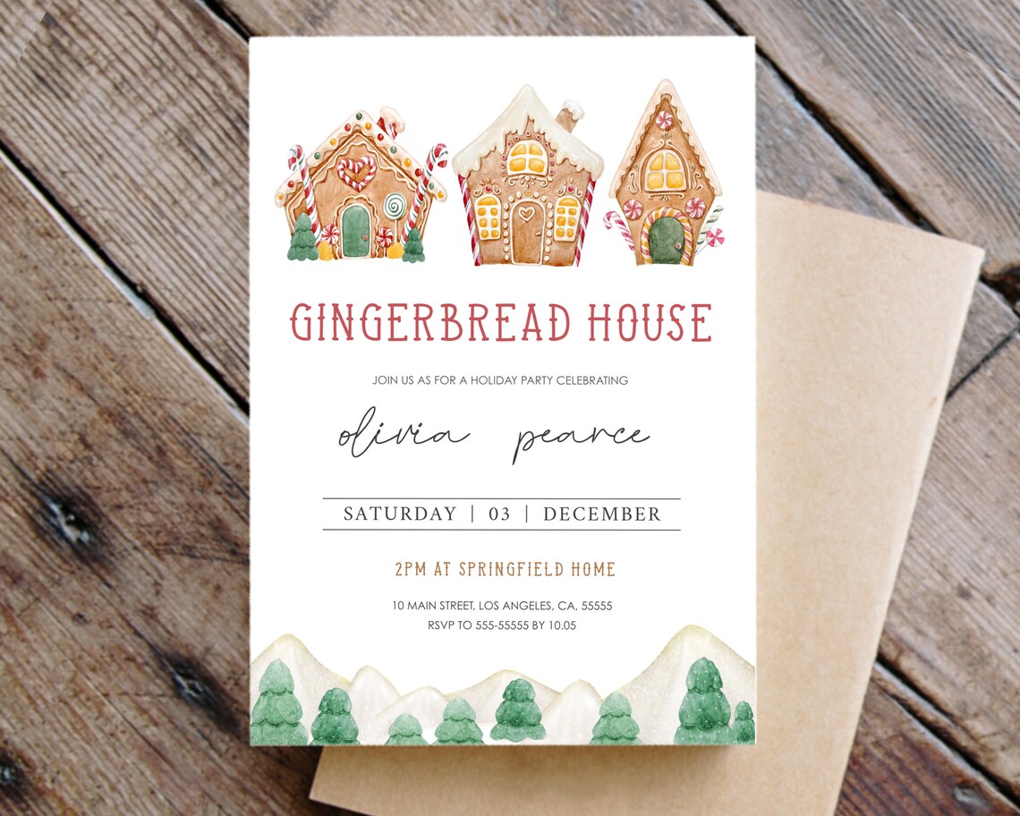 Gingerbread House Party Invitation Printable Christmas Party - Etsy