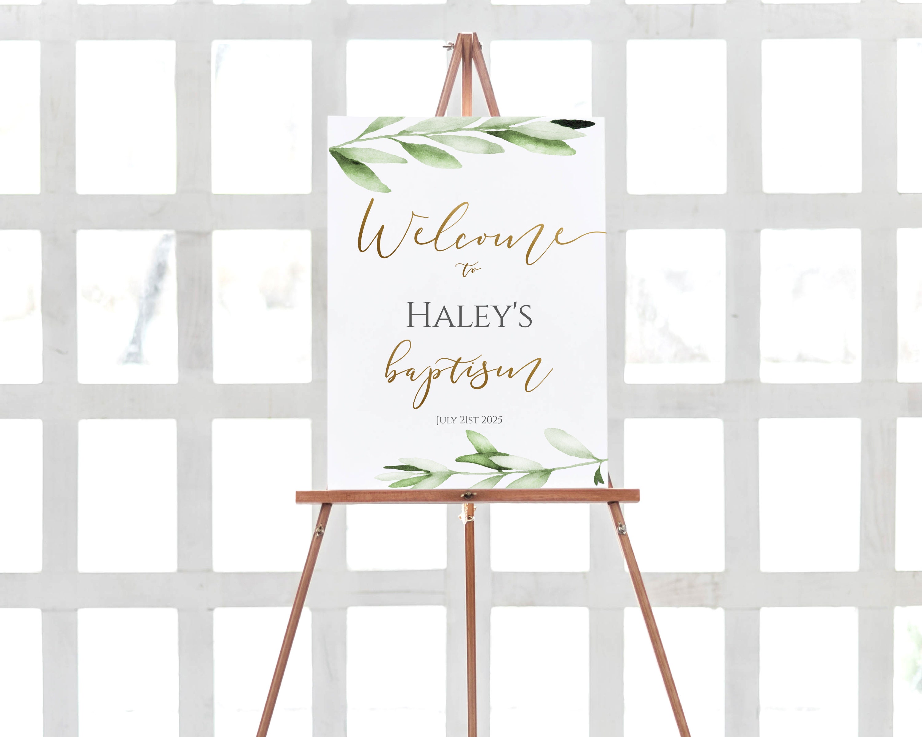 Baptism Welcome Sign Printable Sign Greenery Olive - Etsy