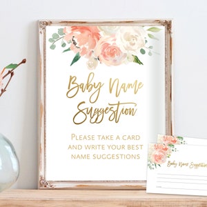 Baby Name Suggestions Sign Printable Baby Shower Game Editable Template ...