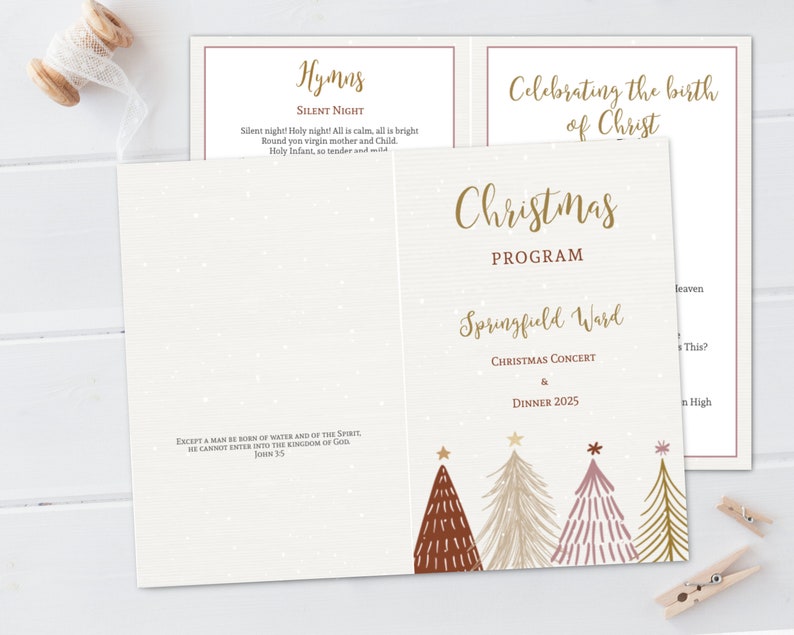 Christmas Program Editable Template, Christmas Tree Boho, Dinner ...