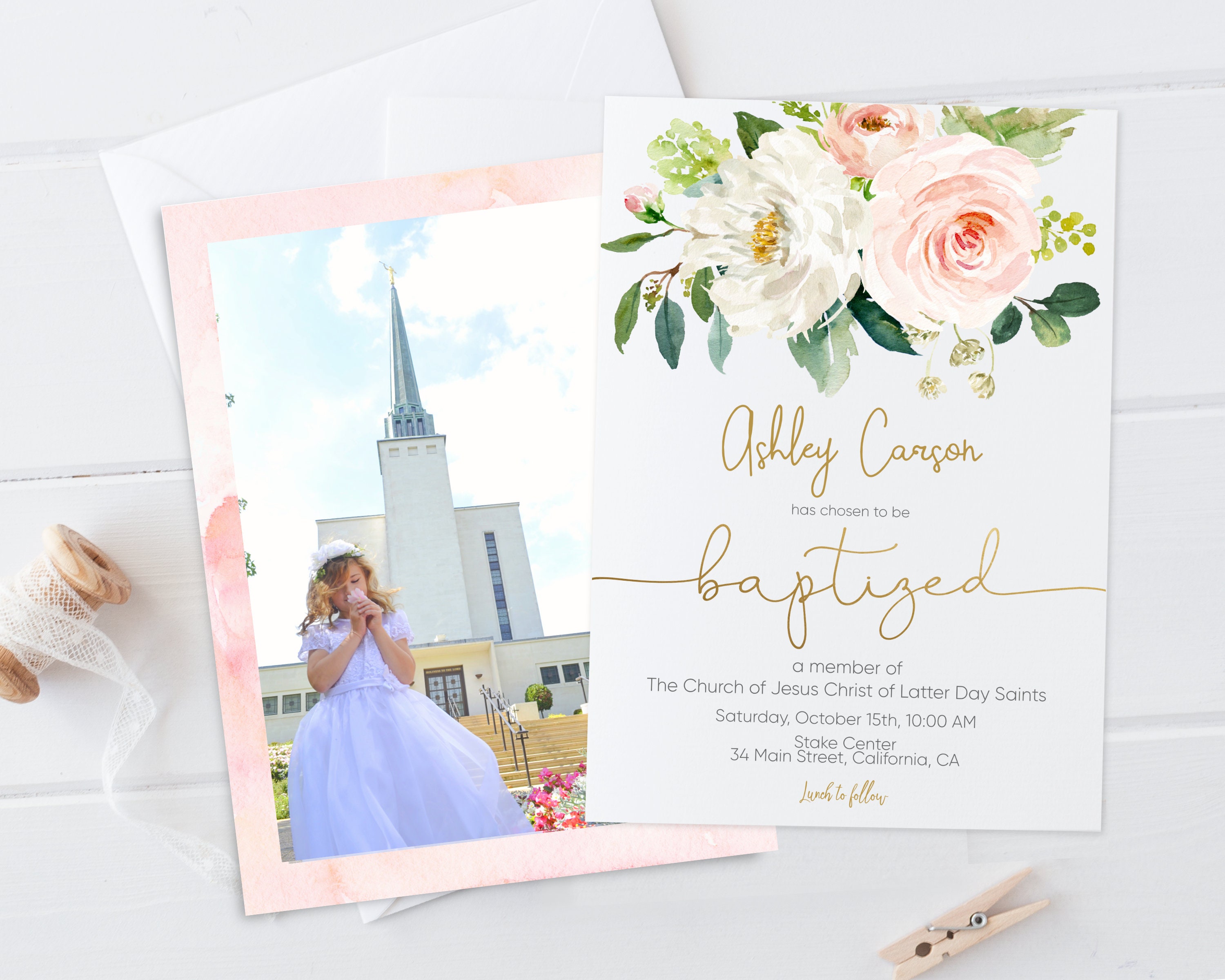 Baptism Invitation Printable Template LDS Girl Baptism | Etsy