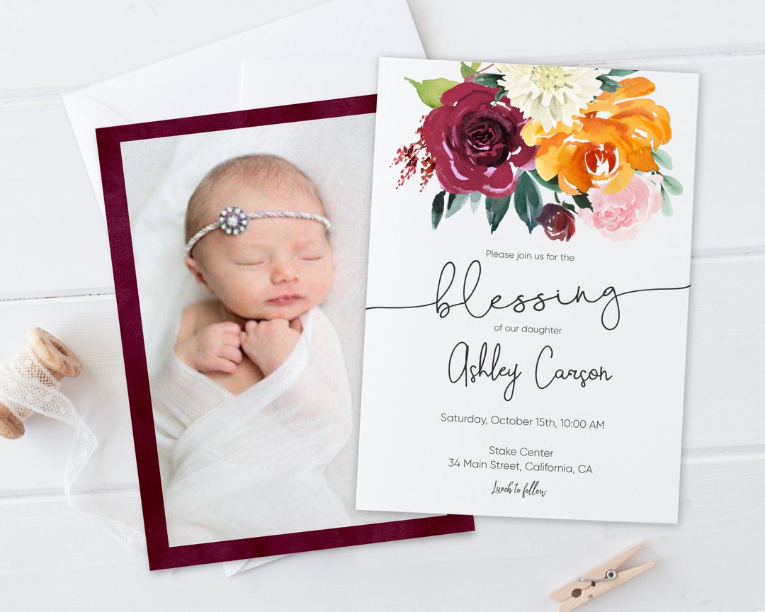 LDS Blessing Invitation, Printable Template, Fall Blessing Invite ...