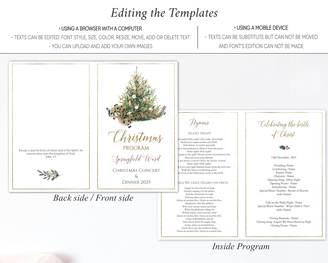 Christmas Program Editable Template Christmas Tree Music | Etsy