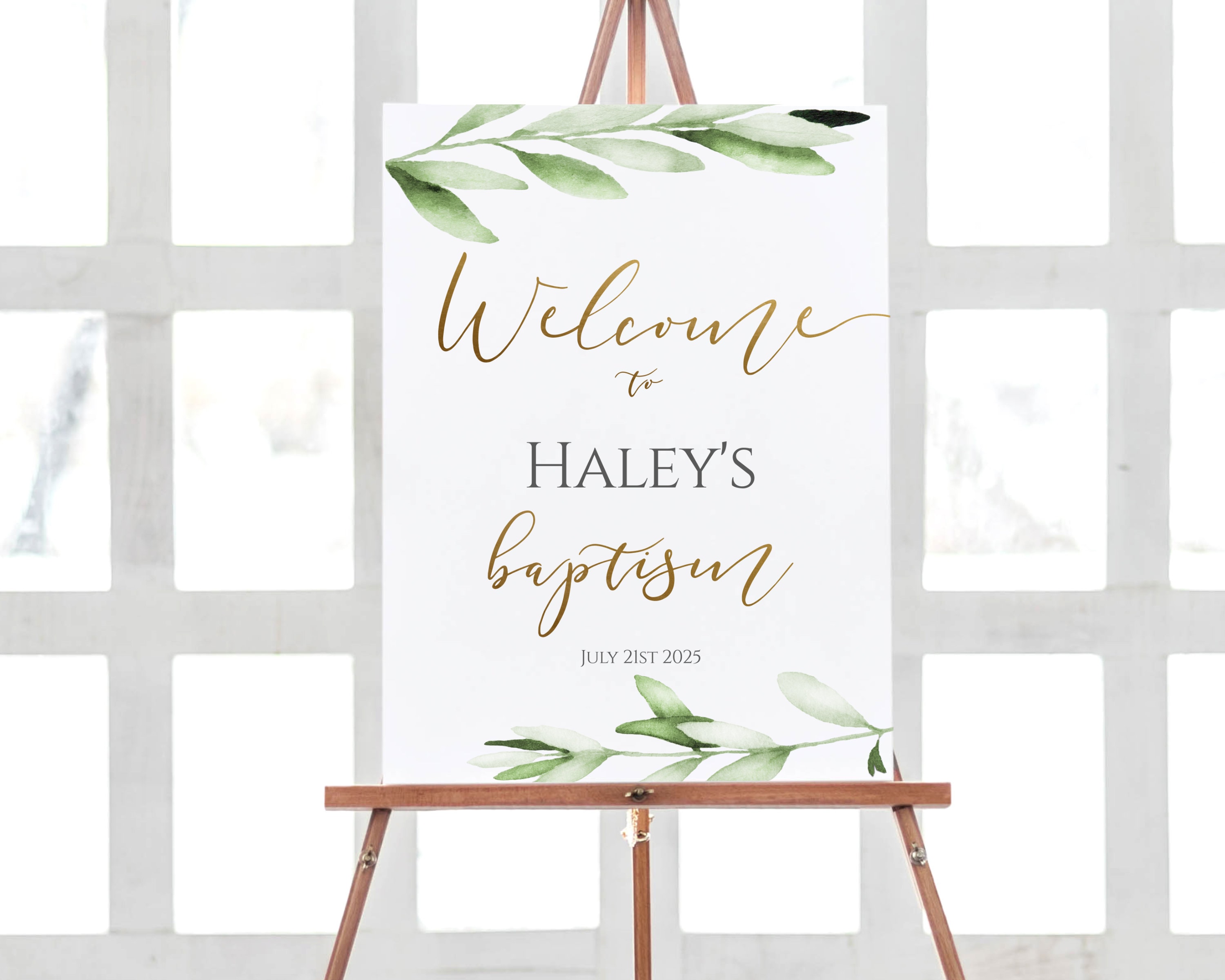 Baptism Welcome Sign Printable Sign Greenery Olive - Etsy