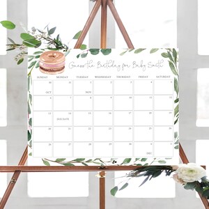 Donuts Due Date Calendar, Guess Baby Birthday, Due Date Game, Editable ...