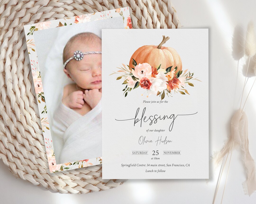 LDS Baby Blessing, Fall Baby Blessing Invitation Printable Blessing ...