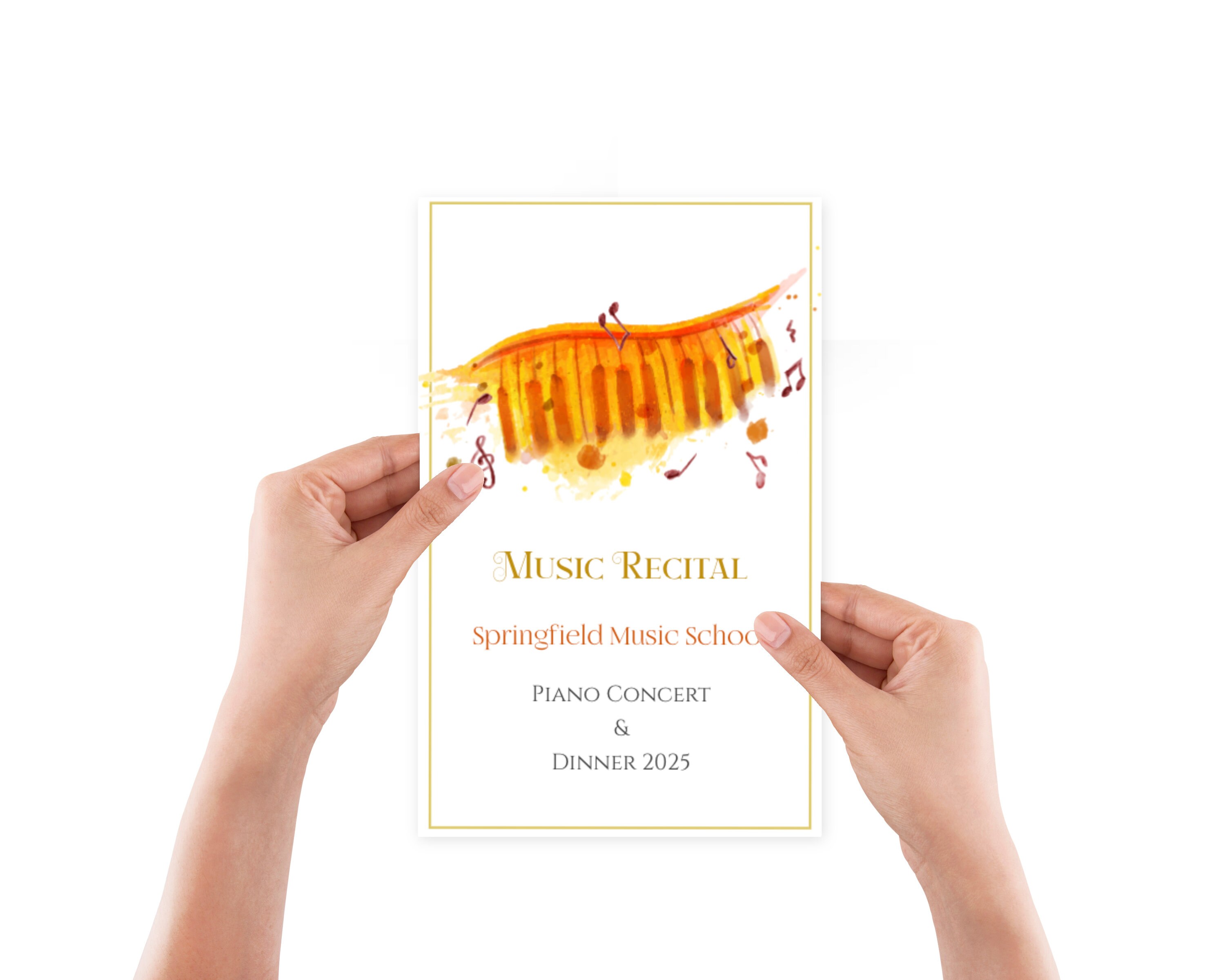 Watercolor Music Recital Program Template: Piano Concert (printable ...