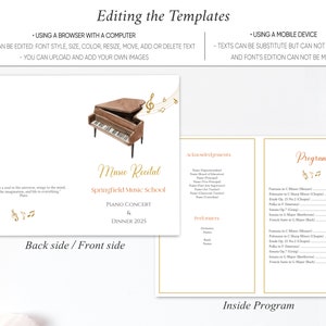 Music Recital Program Editable Template Grand Piano Watercolor Music ...