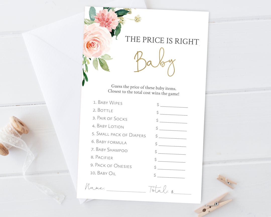 The Price is Right Baby Game, Baby Shower Game Printable, Editable PDF ...