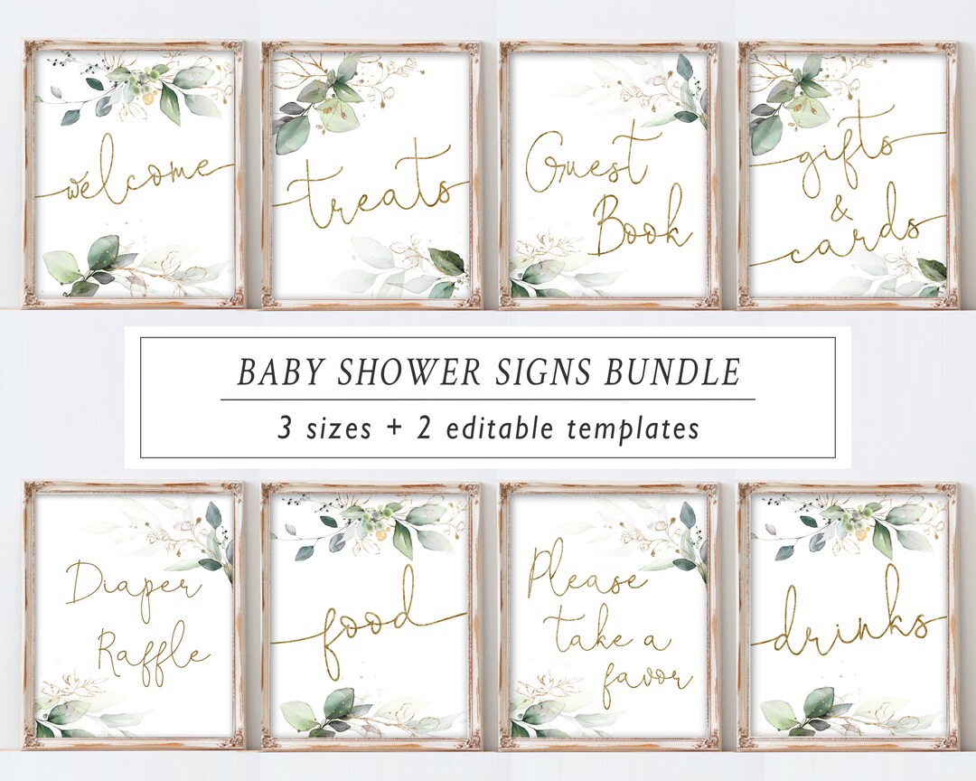 Baby Shower Signs Bundle, Signage Set Printable Decor, Signage Kit ...