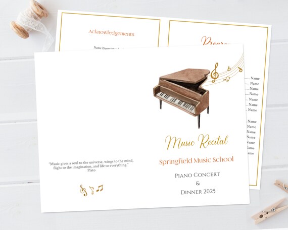 Music Recital Program Editable Template Grand Piano - Etsy