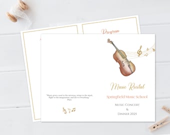 Music Recital Program Editable Template Grand Piano Watercolor Music ...