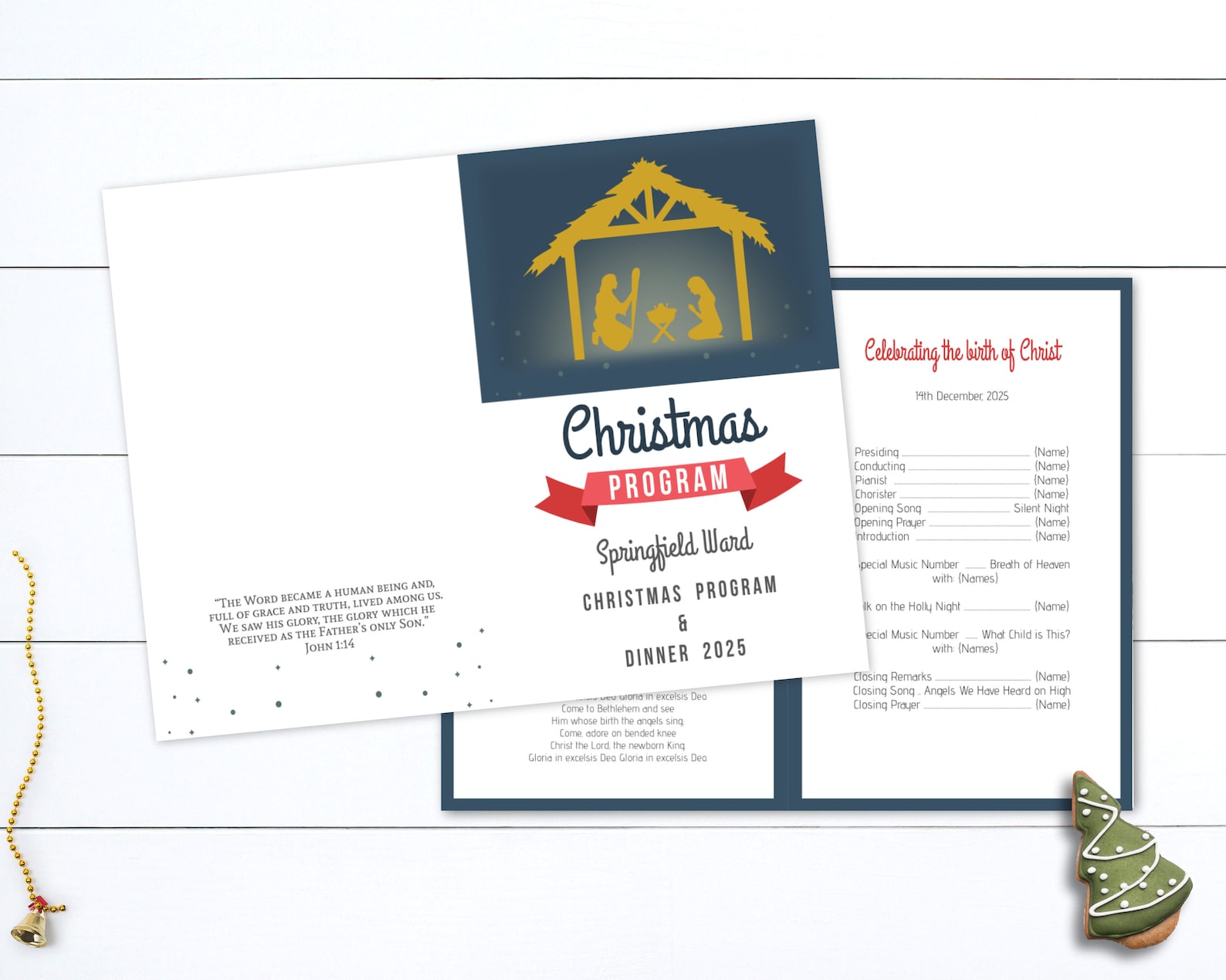 Christmas Program Template Editable, Nativity Christmas Dinner Program ...