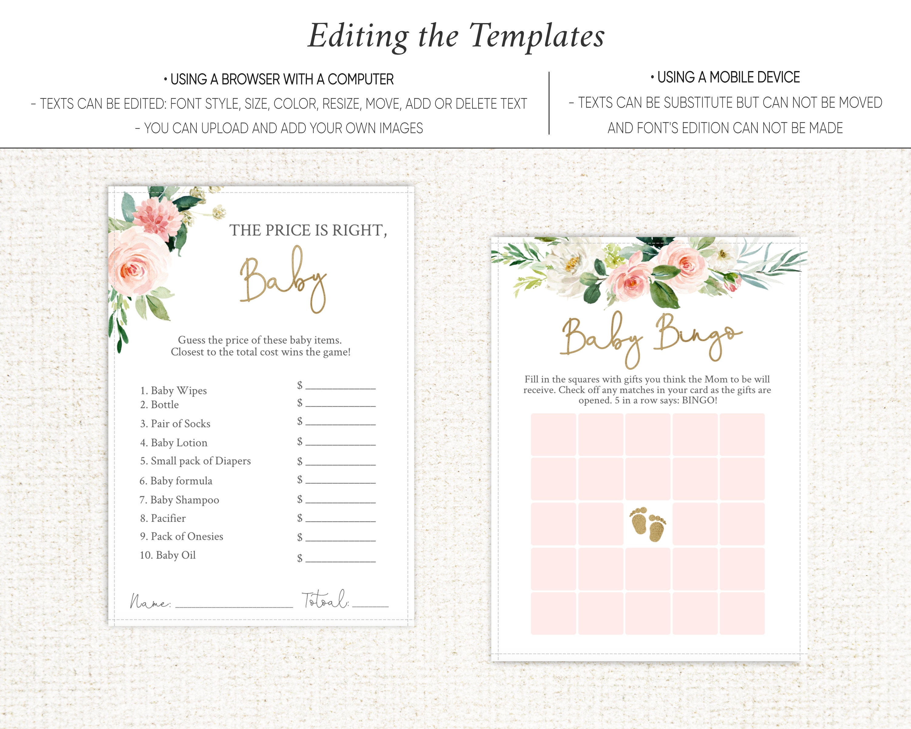 Baby Shower Games Girl Bundle Baby Games Printable Editable - Etsy