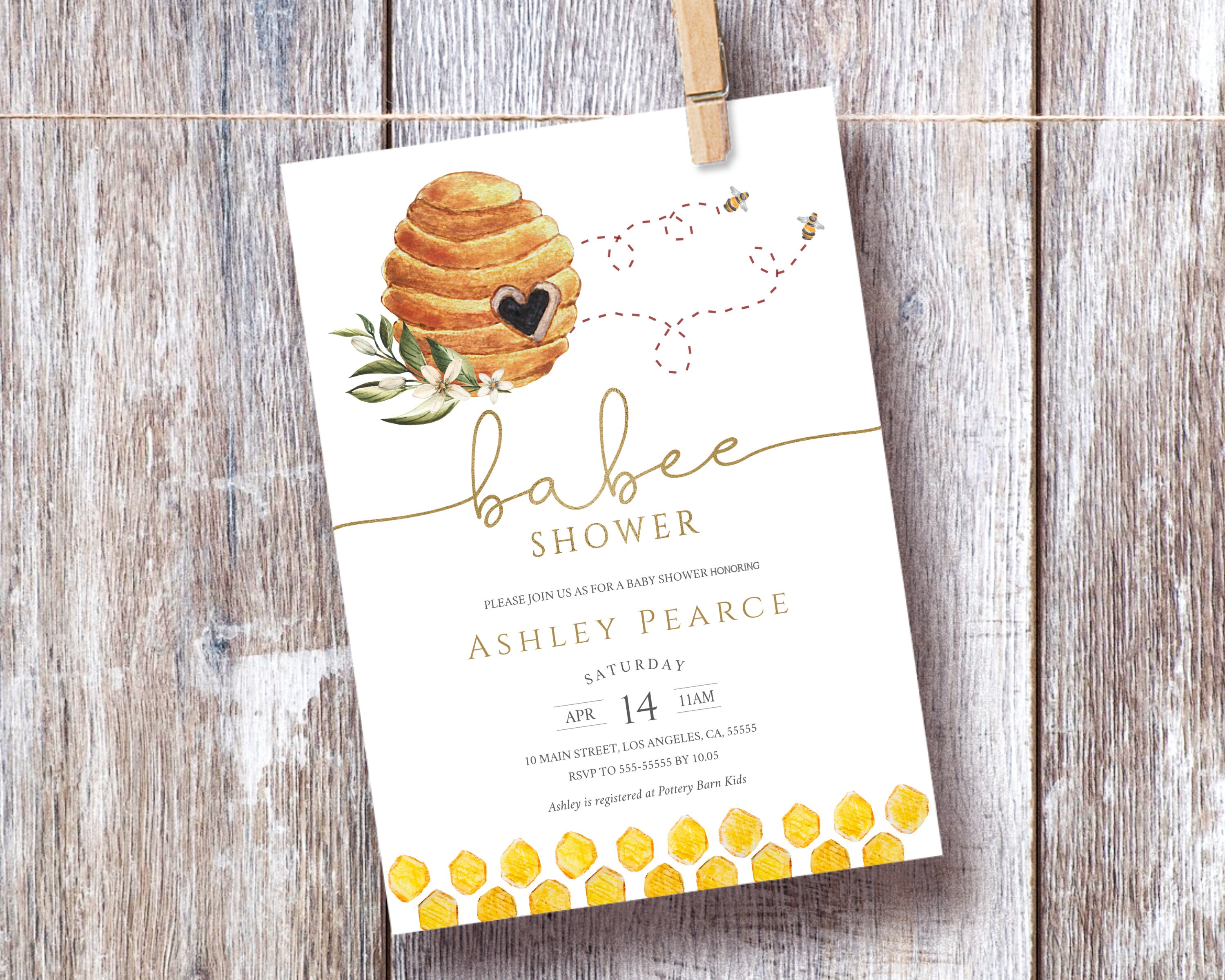 Bee Baby Shower Invitation Printable Bee Hives Babee Shower - Etsy