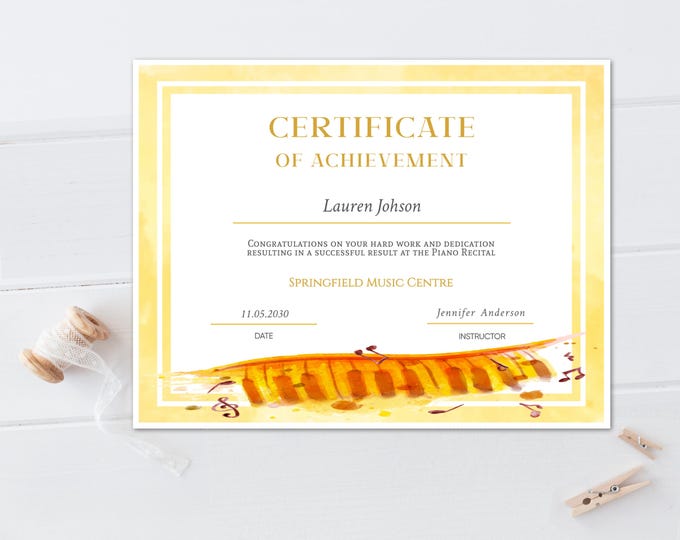 EDITABLE Piano Recital Music Certificate Concert Template - Printable ...