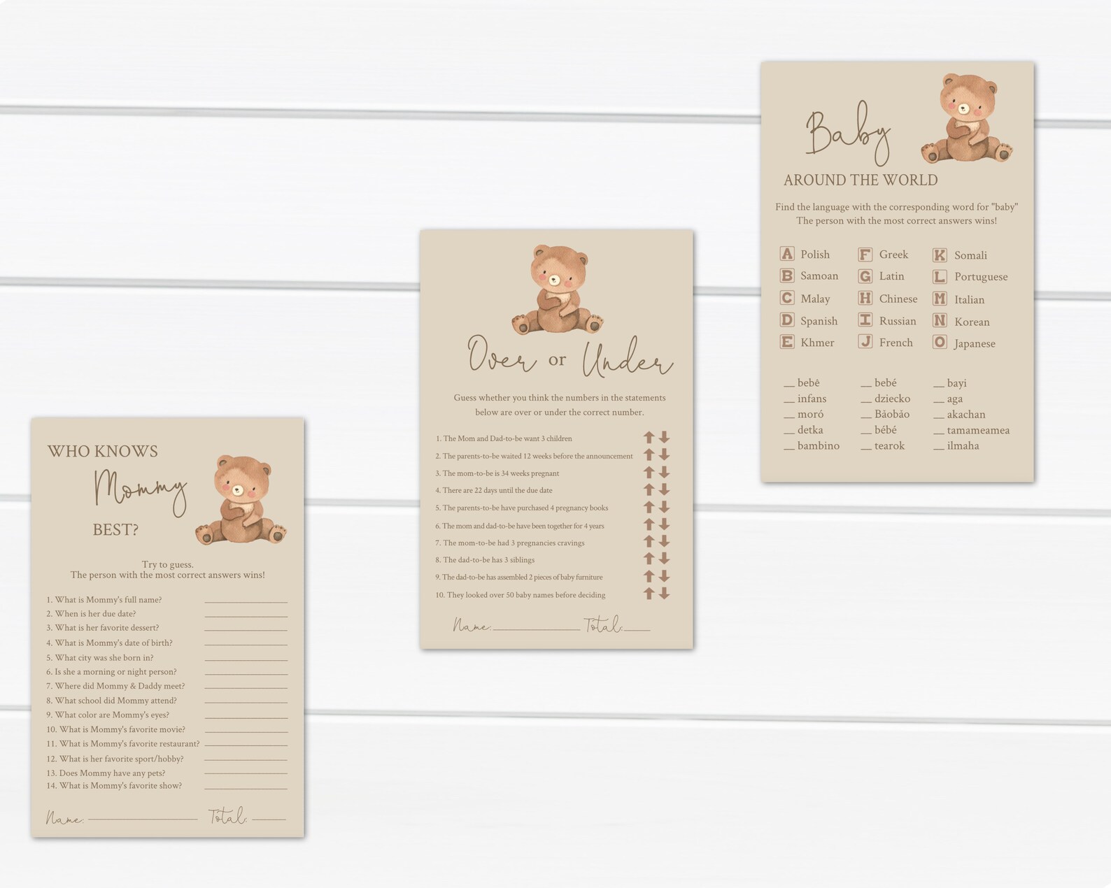 Teddy Bear Baby Shower Games Bundle Baby Games Printable - Etsy