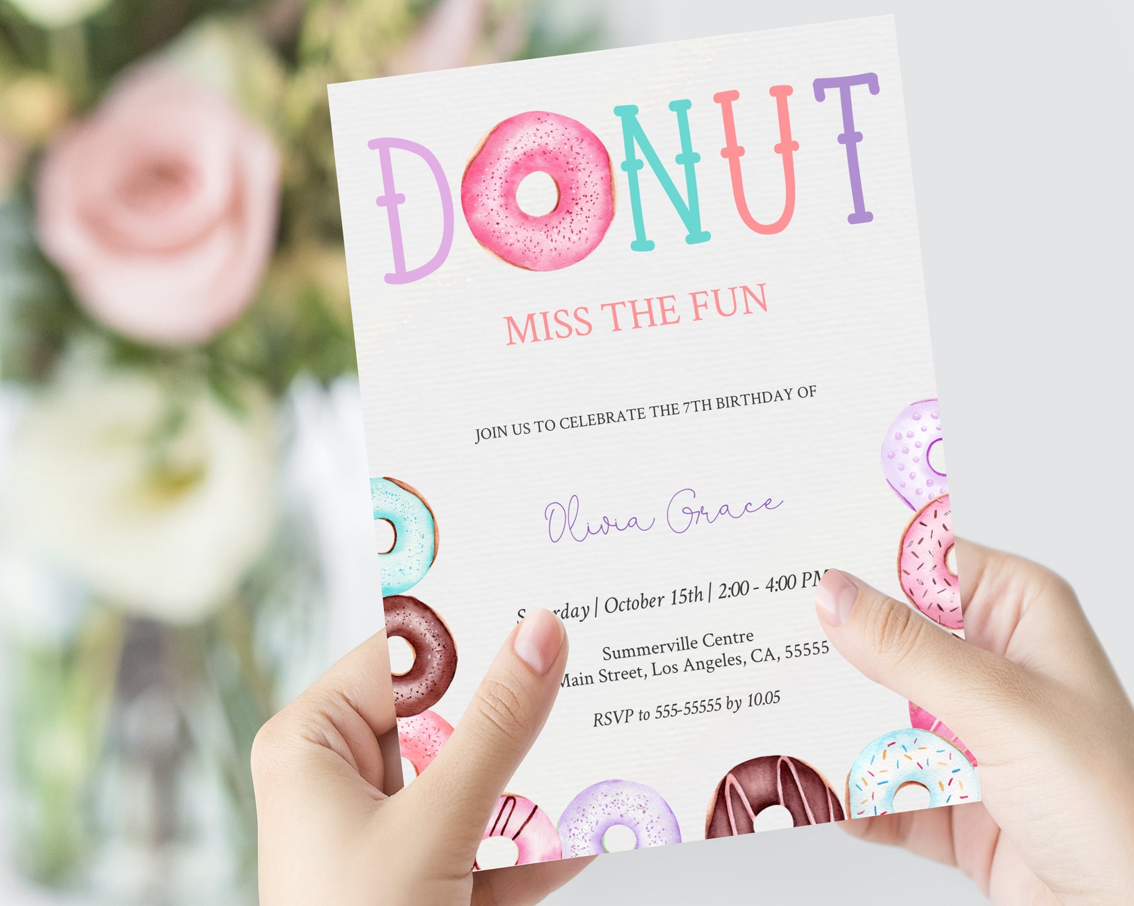 Donuts Birthday Party Invitation Donut Miss the Fun | Etsy