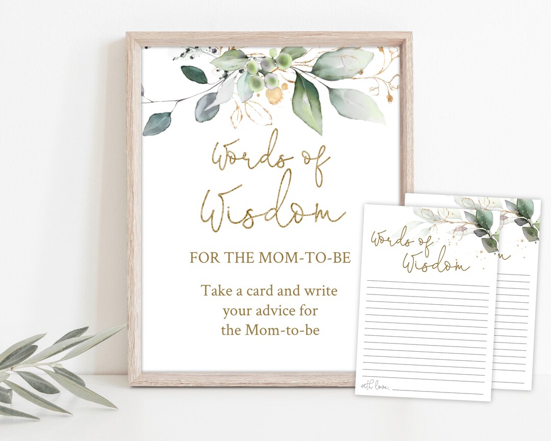 Words of Wisdom Sign + Cards, Words of Wisdom Advice Sign, Printable ...