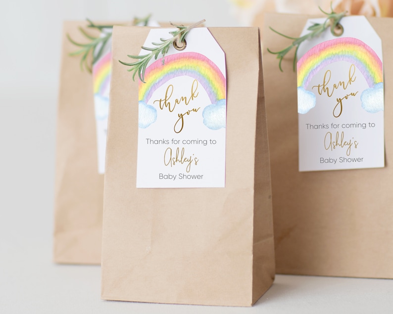 Rainbow Baby Shower Favor Tags thank you tag Printable | Etsy