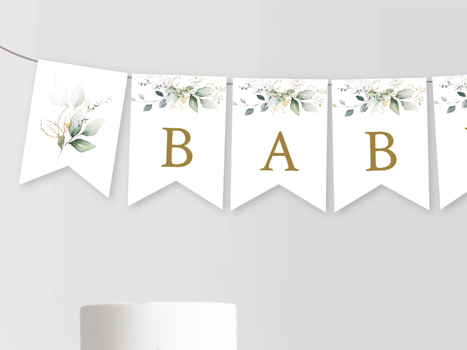 Banner Flags Printable Baby Shower Decor Greenery Eucalyptus - Etsy