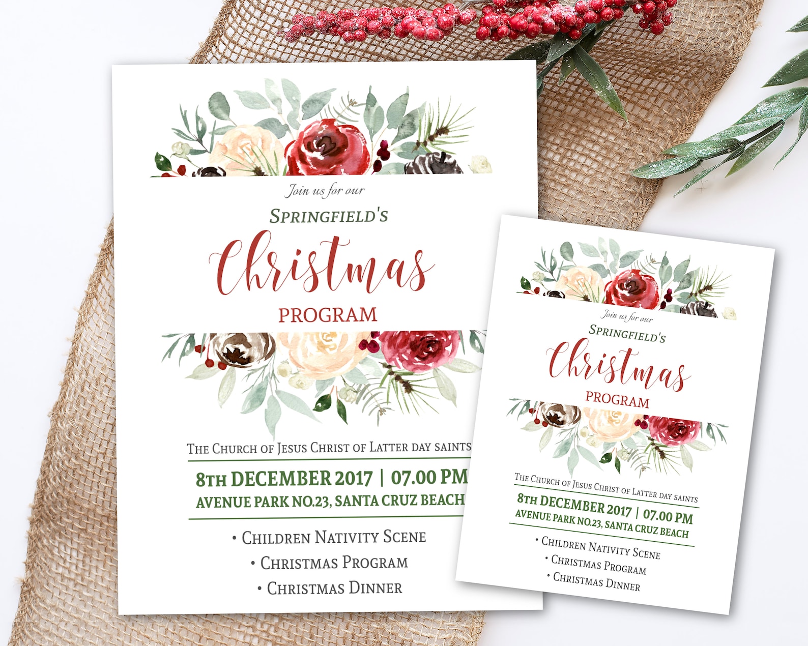 Christmas Program Invitation Poster Printable Editable | Etsy