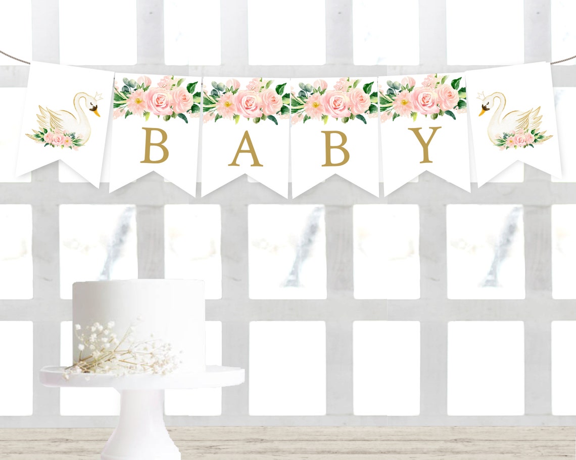 Swan Banner Flags Printable Editable Template Swan Banner - Etsy