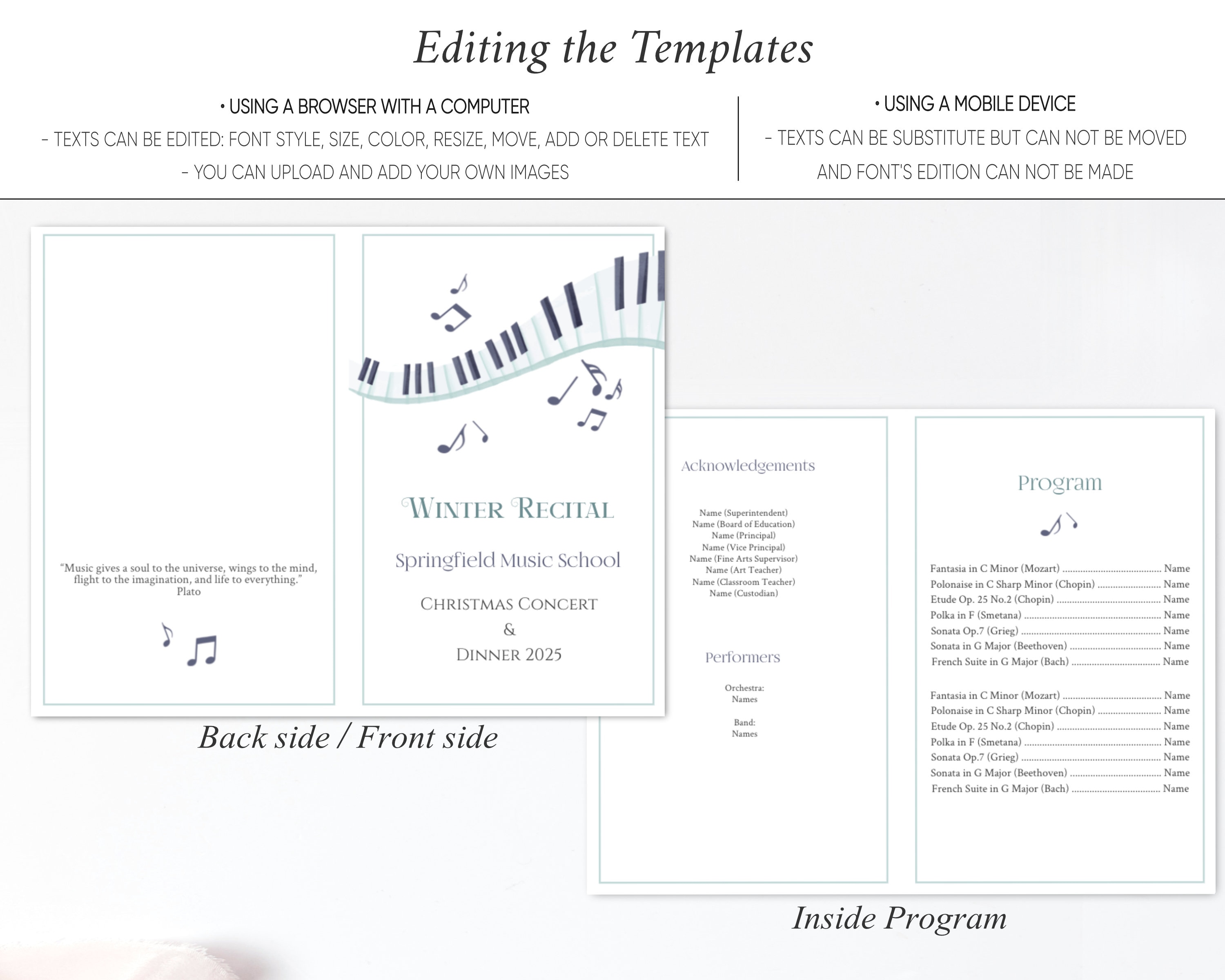 Music Recital Program Editable Template Piano Music Notes - Etsy Singapore