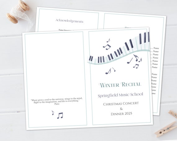 Music Recital Program Editable Template Piano Music Notes - Etsy