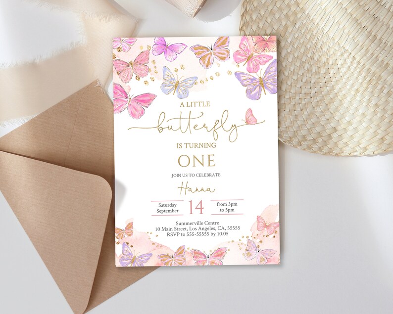 Butterfly Birthday Invitation Printable Butterfly Party Invite - Etsy