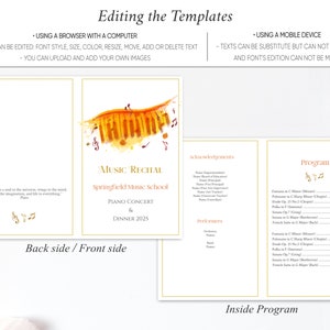 Music Recital Program Editable Template, Piano Music Notes, Music ...