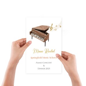 Music Recital Program Editable Template Grand Piano Watercolor Music ...