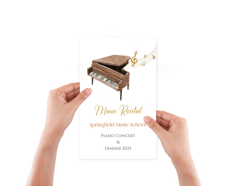Music Recital Program Editable Template Grand Piano Watercolor - Etsy