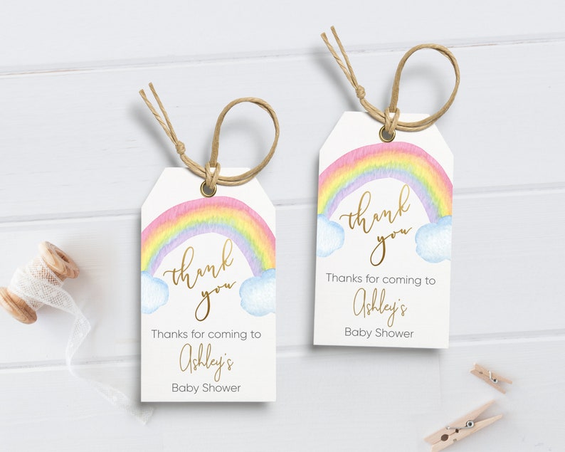 Rainbow Baby Shower Favor Tags thank you tag Printable | Etsy