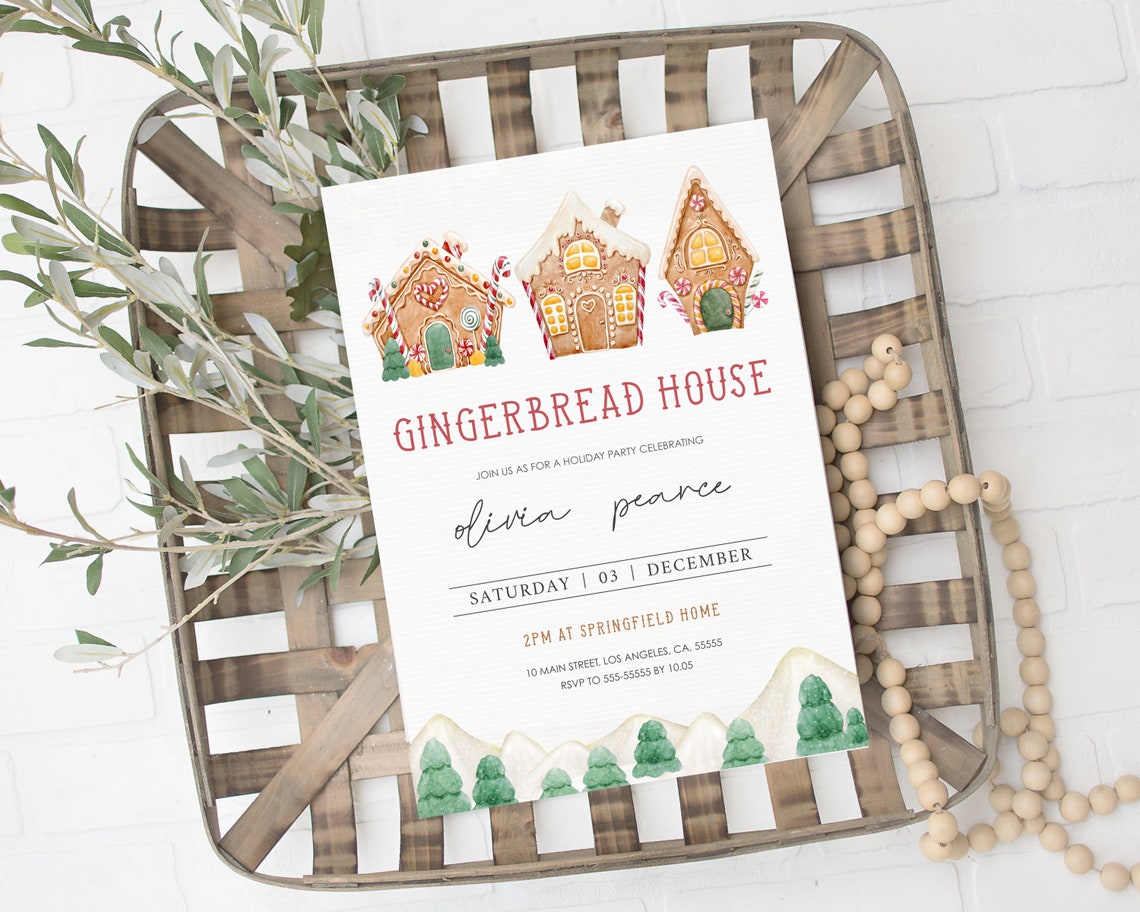 Gingerbread House Party Invitation Printable Christmas Party - Etsy