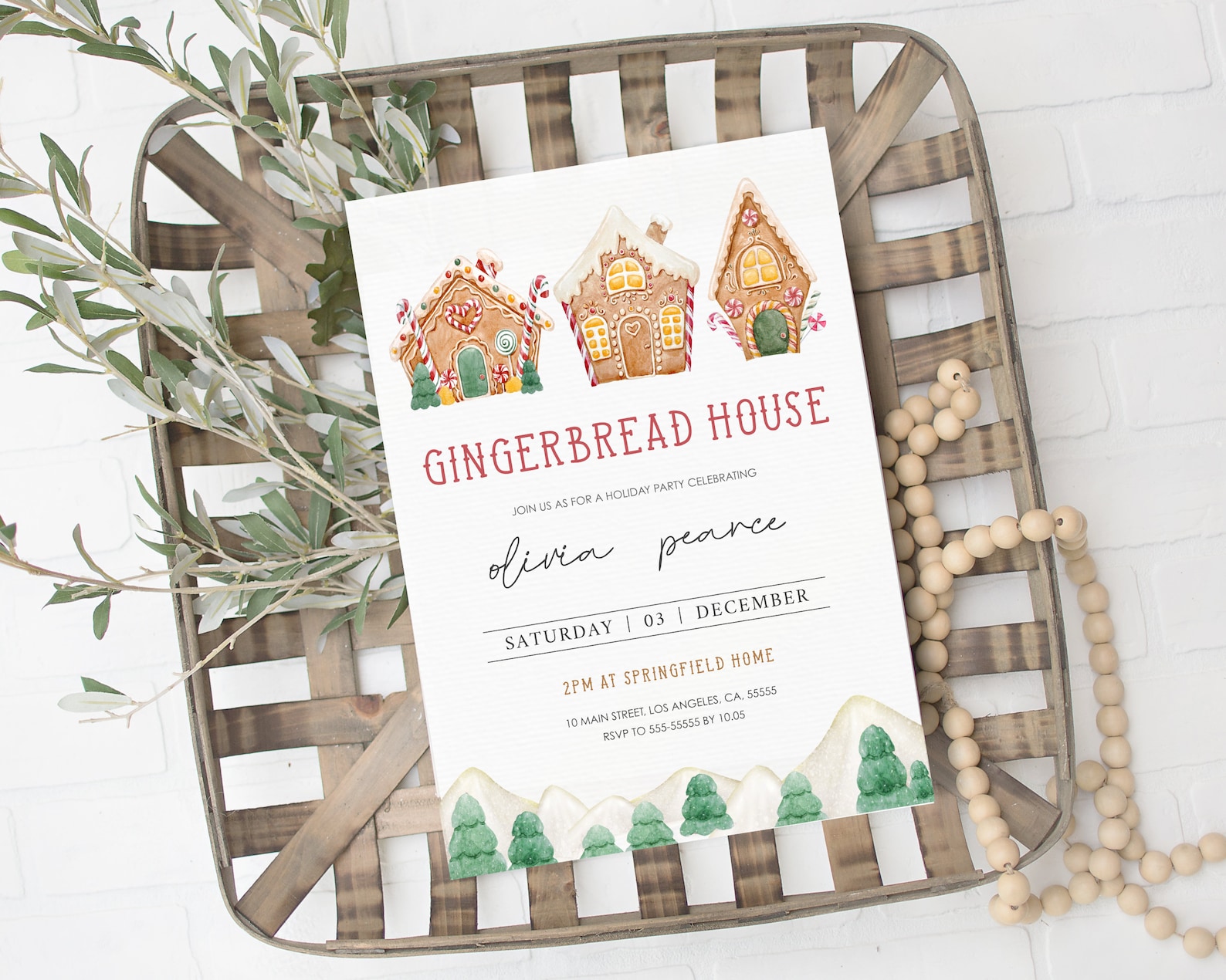 Gingerbread House Party Invitation, Printable, Christmas Party Invite ...