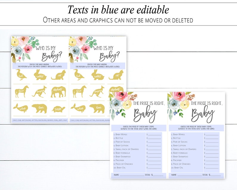 Watercolor Floral Baby Shower Games Bundle (digital Download) - Etsy