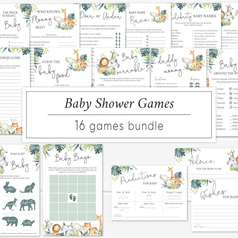 Safari Baby Shower Games - Etsy