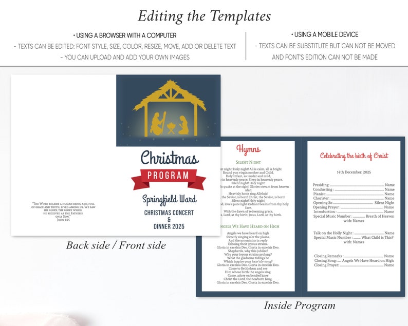 Christmas Program Template Editable, Nativity Christmas Dinner Program ...