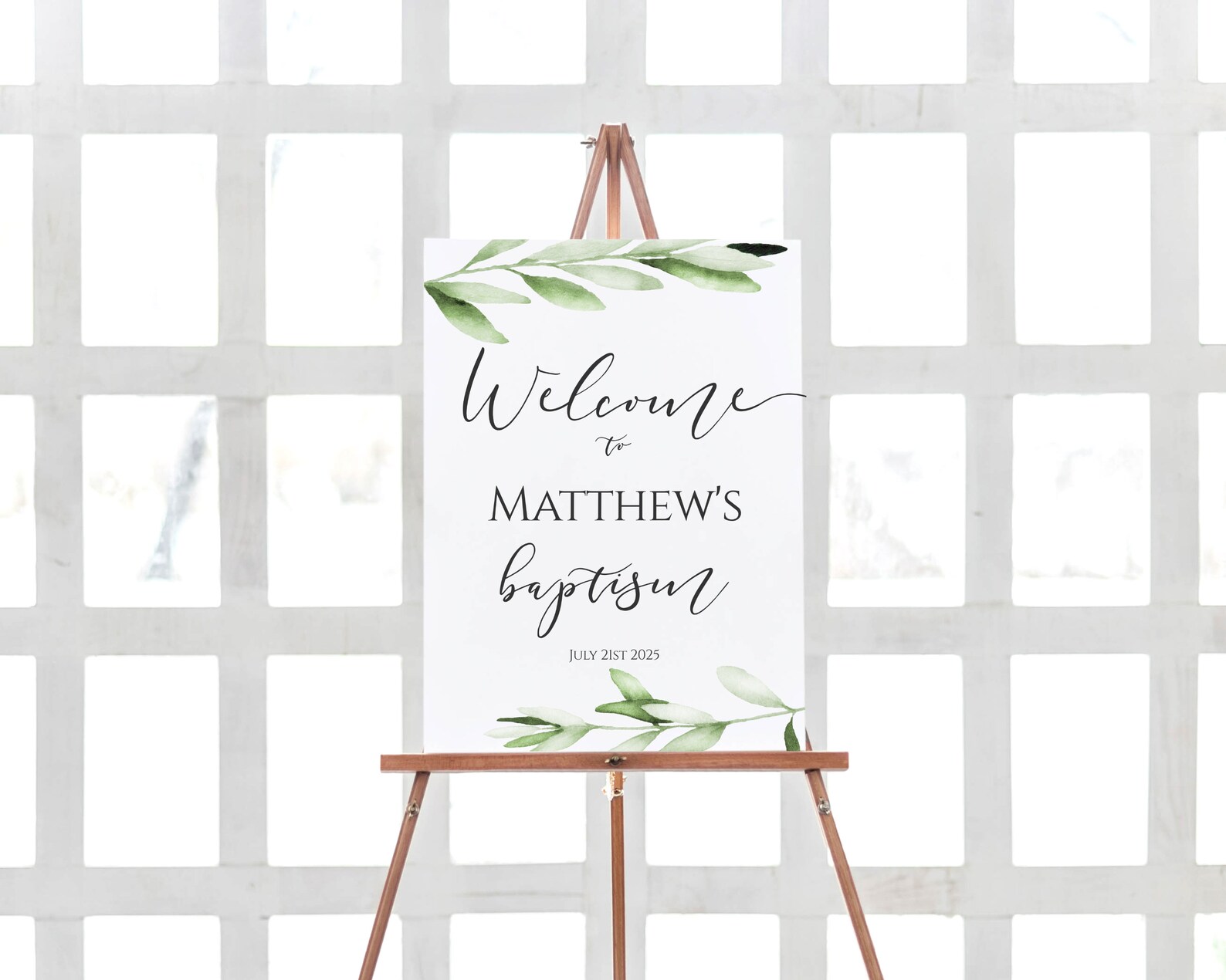 Baptism Welcome Sign Printable Sign Greenery Olive | Etsy