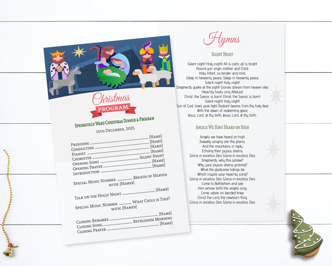 Editable Christmas Program Template: Nativity Dinner, Printable (PDF ...