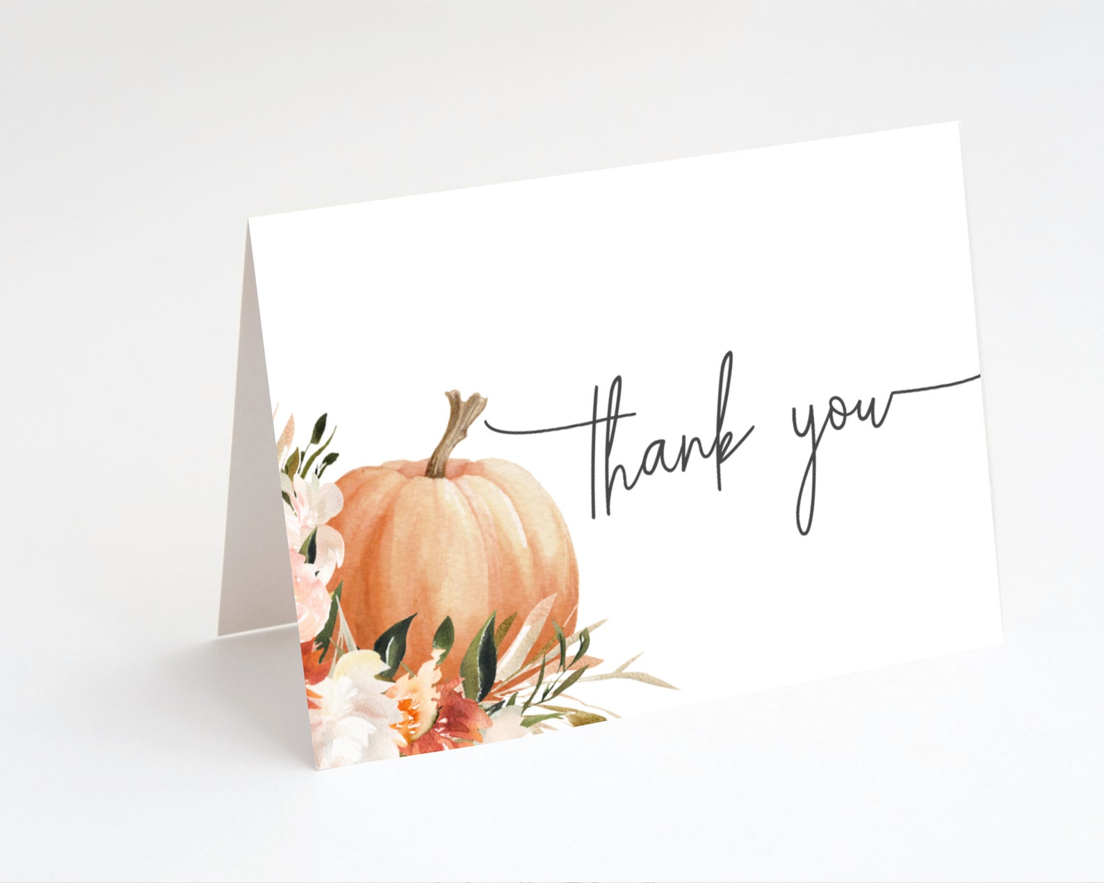 Pumpkin Thank You Card Foldable Thank You Card Printable Tent Card Fall ...