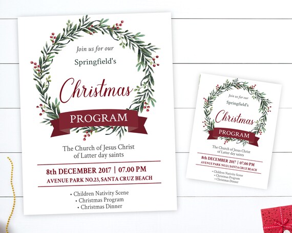 Christmas Program Invitation Poster Printable Editable | Etsy