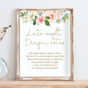 Late Night Diapers Notes Sign + Cards, Diaper Thoughts Sign, Printable ...