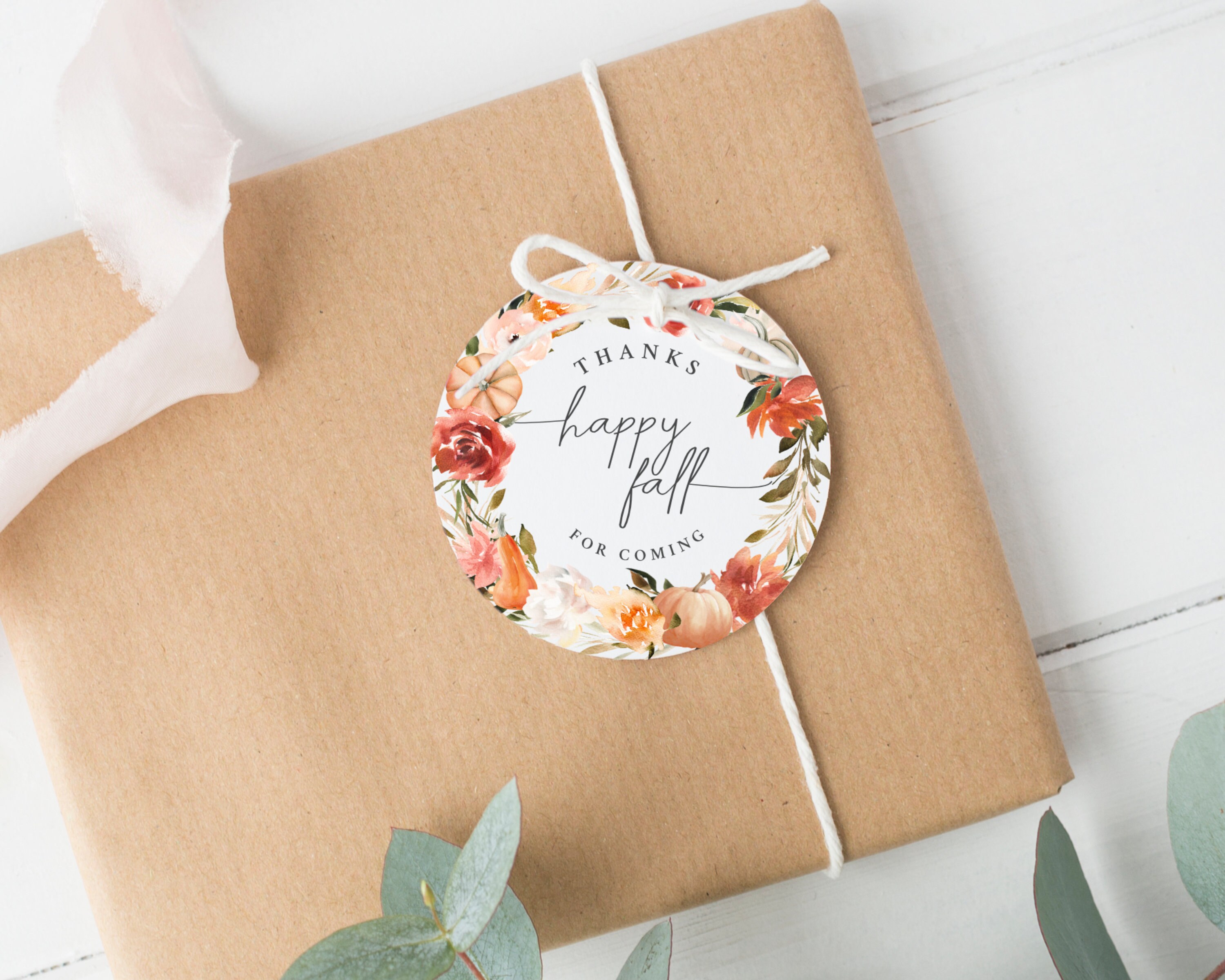 Fall Pumpkin Thank You Tag Round Label Printable Circle Tag - Etsy