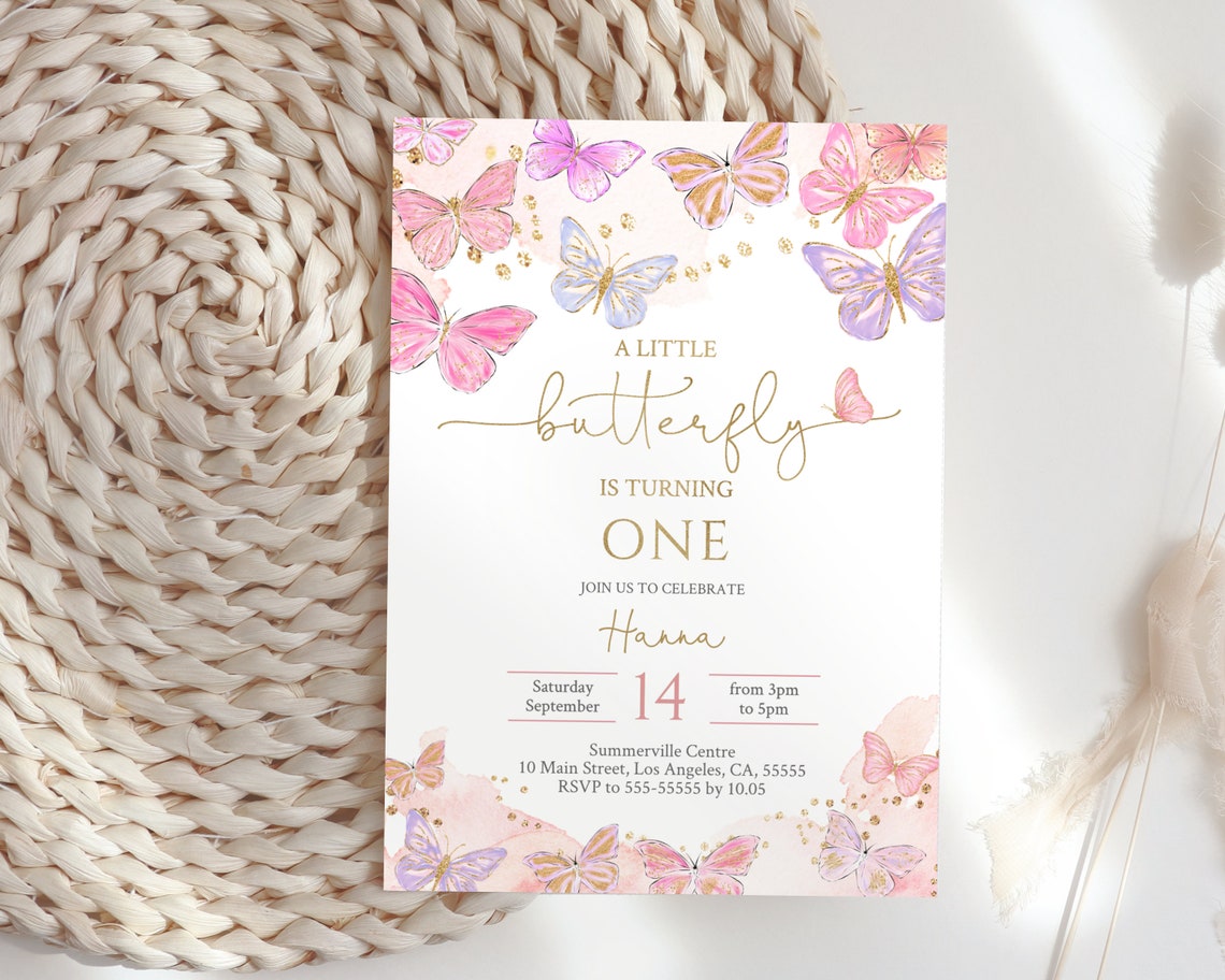 Butterfly Birthday Invitation Printable Butterfly Party Invite - Etsy