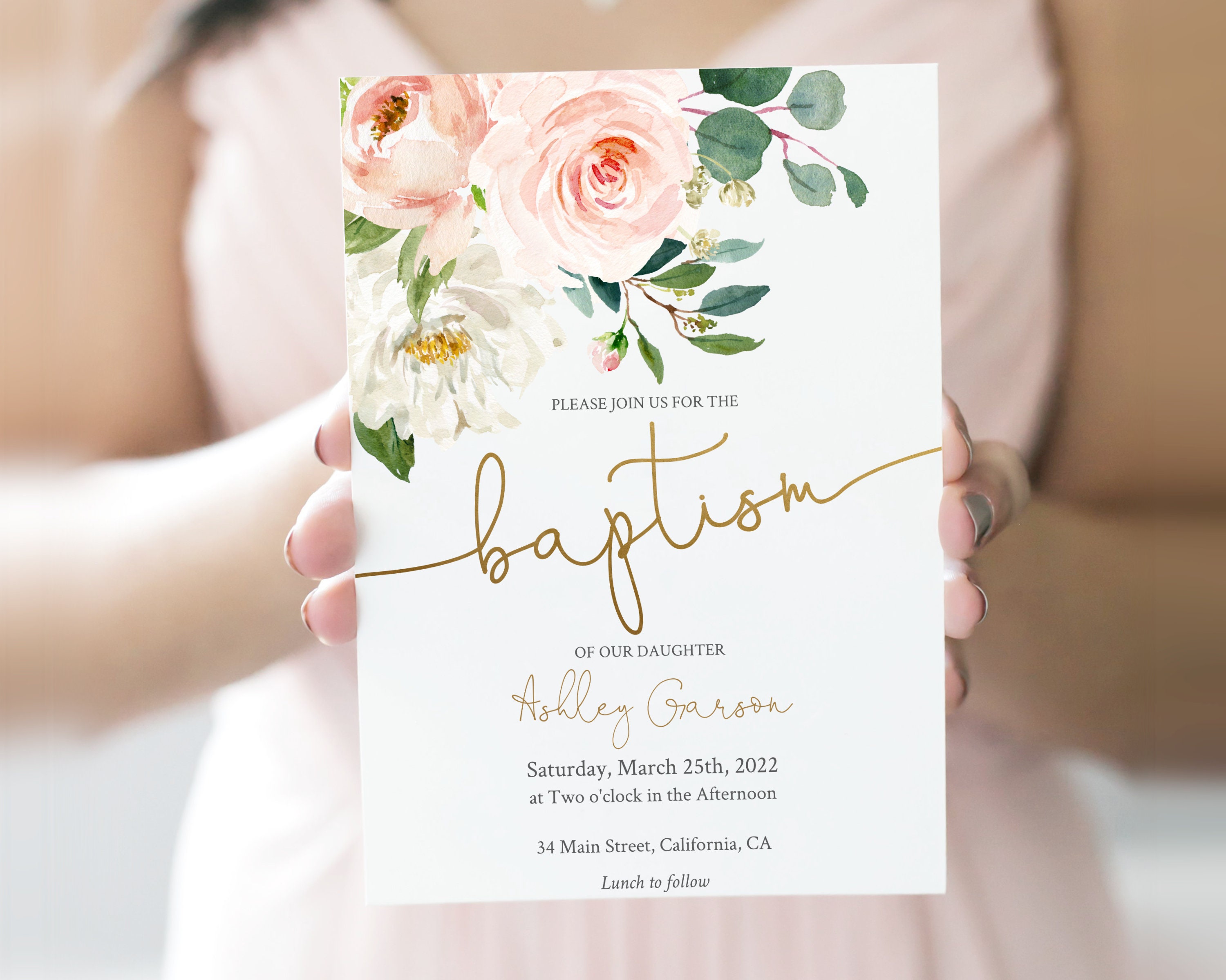 Baptism Invitation Printable Template LDS Girl Baptism - Etsy