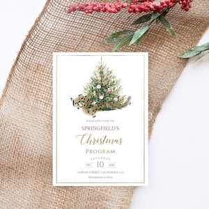 Christmas Music Concert Invitation: Editable Tree Program Template ...